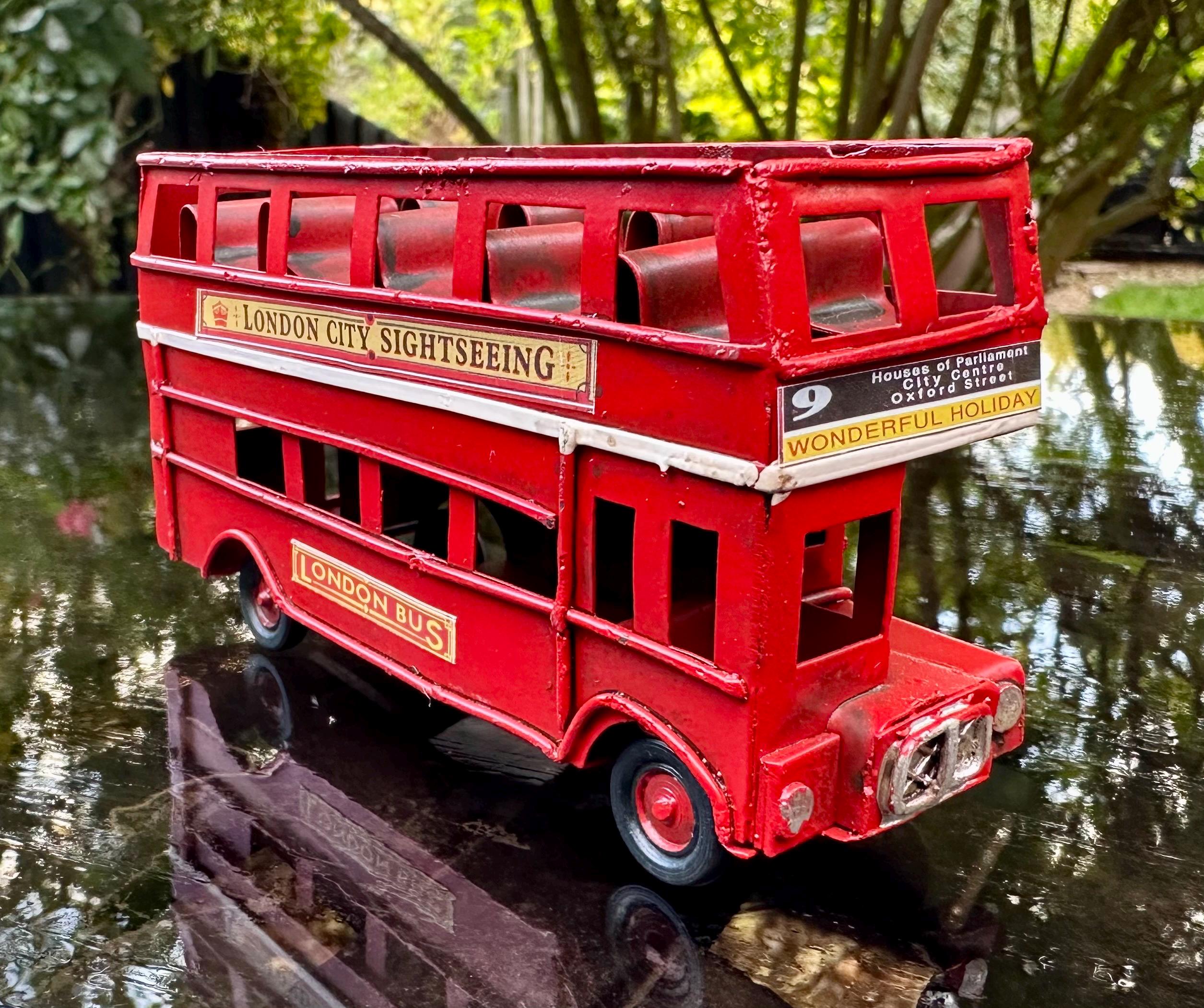 Iconic Nostalgic London Double Decker Open Top Red Bus Metal Ornament ...