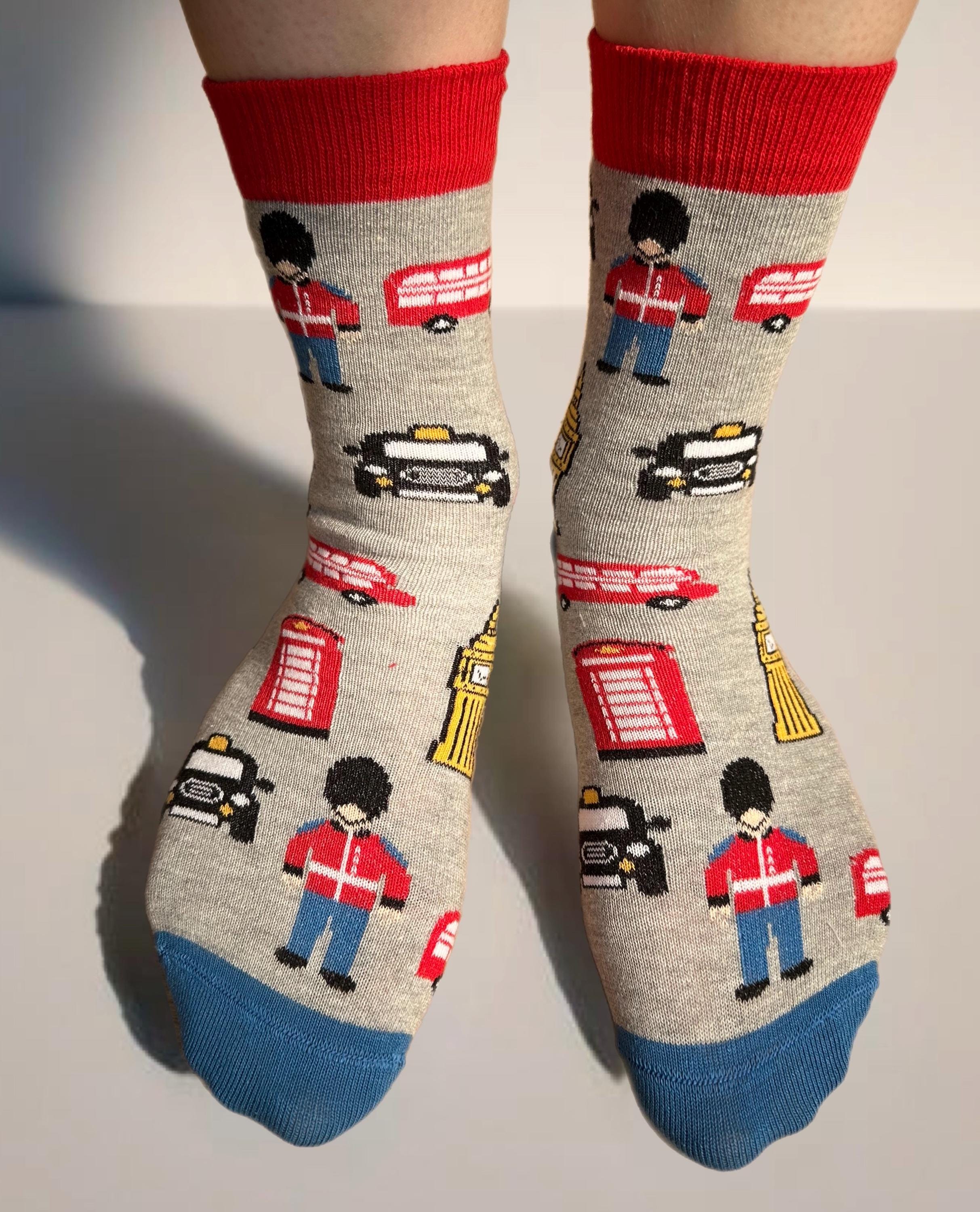 London Icons Kids Socks: Big Ben, Bus, Union Jack - Size 8-15 Years - Etsy