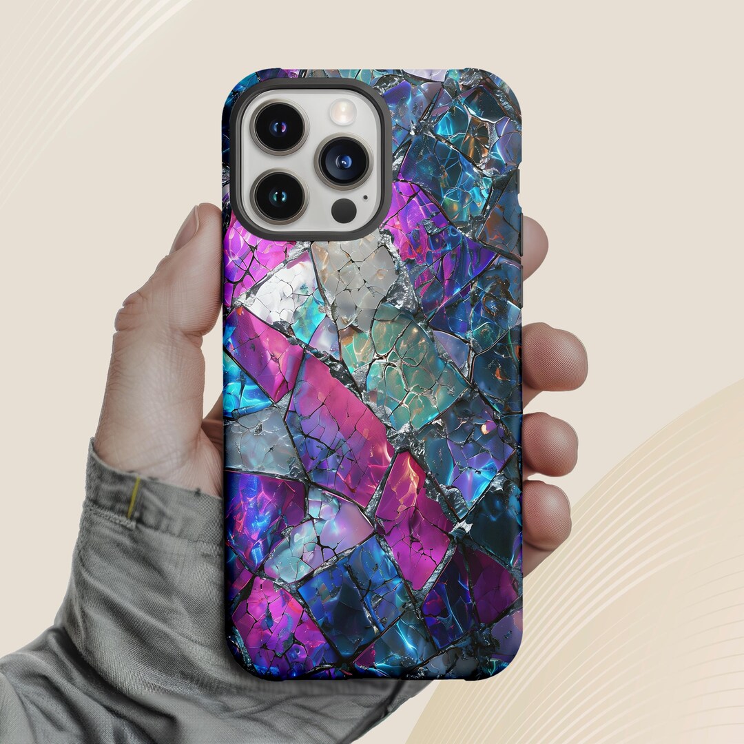 Vivid Cyberpunk Mosaic Pattern Phone Case, Intricate Textures Phone ...