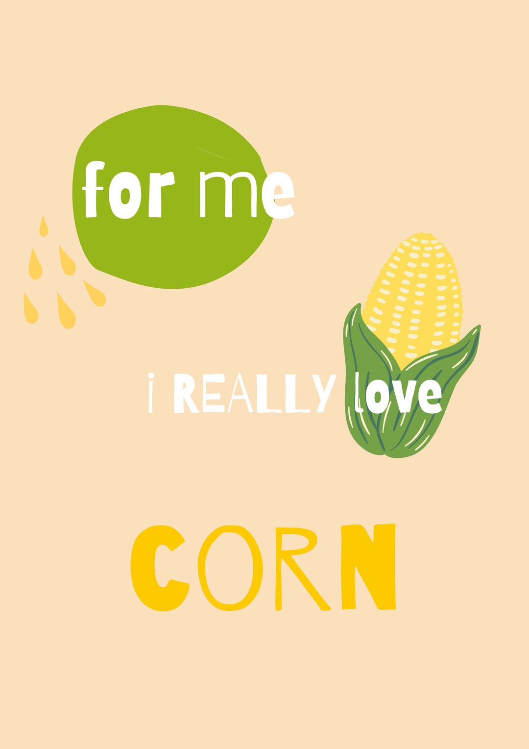 PRINTABLE I Love Corn A4 Print - Etsy