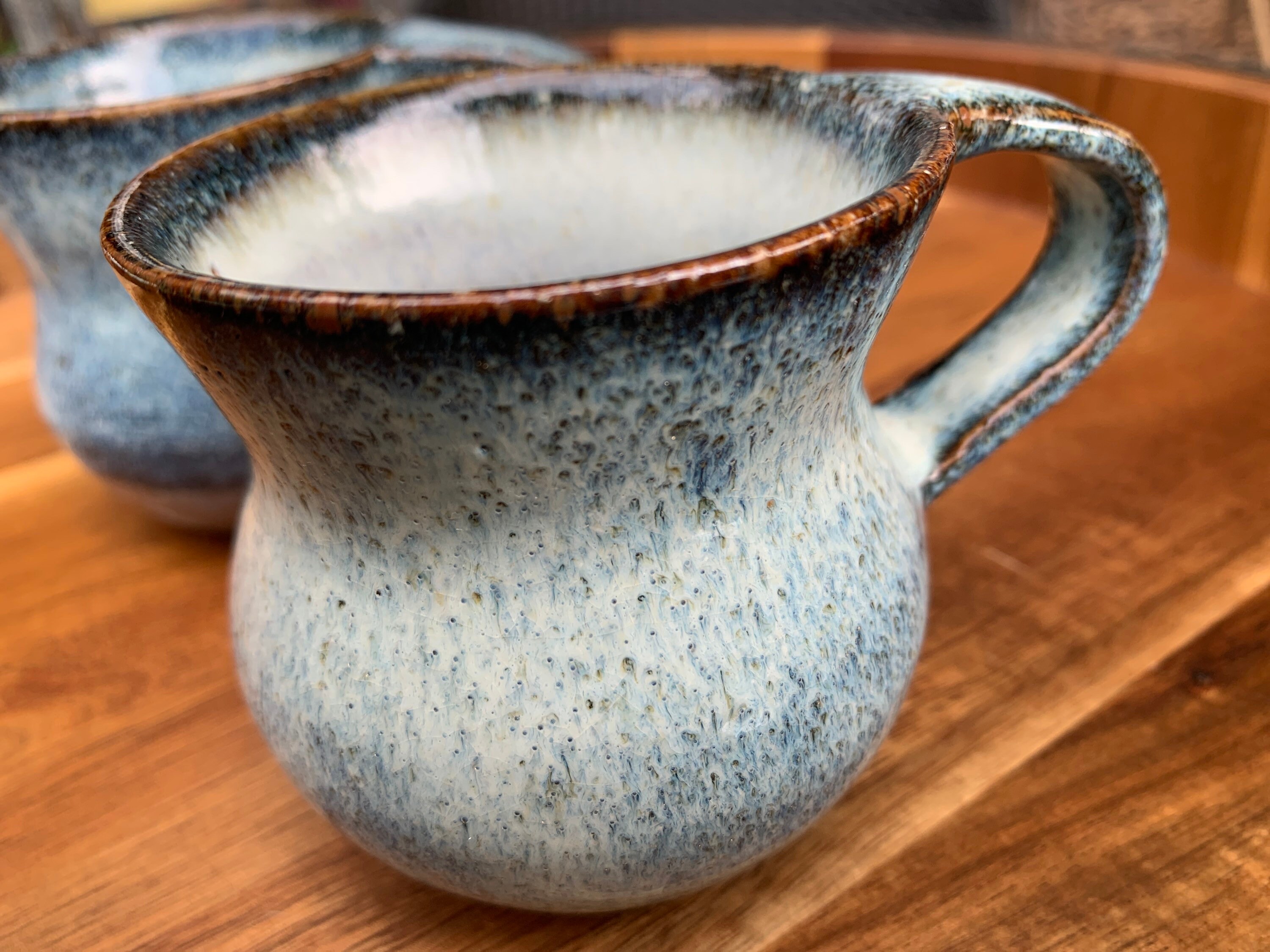 Earthenware Mugs: Small Blue White and Brown Glaze - Etsy UK