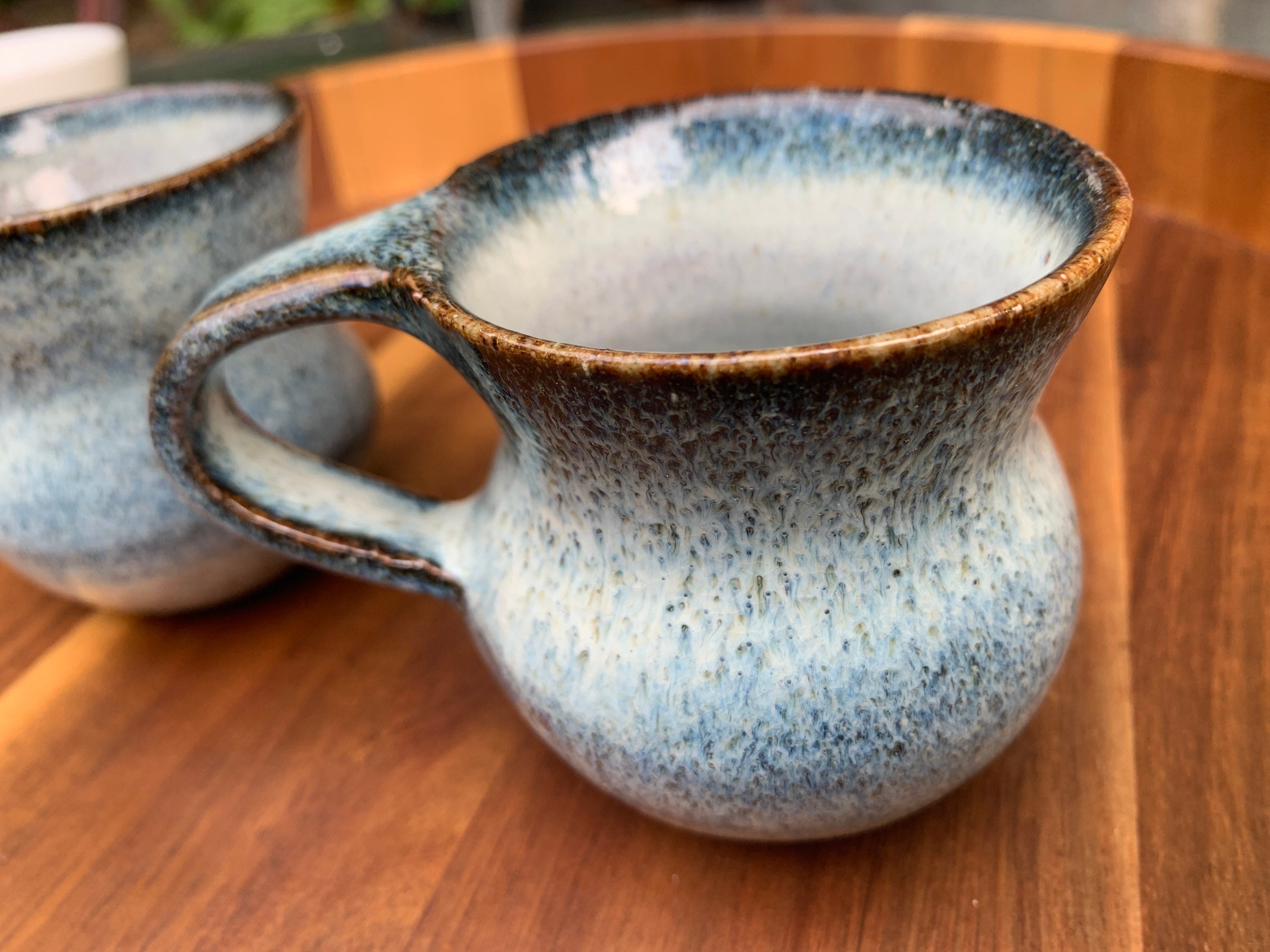 Earthenware Mugs: Small Blue White and Brown Glaze - Etsy UK