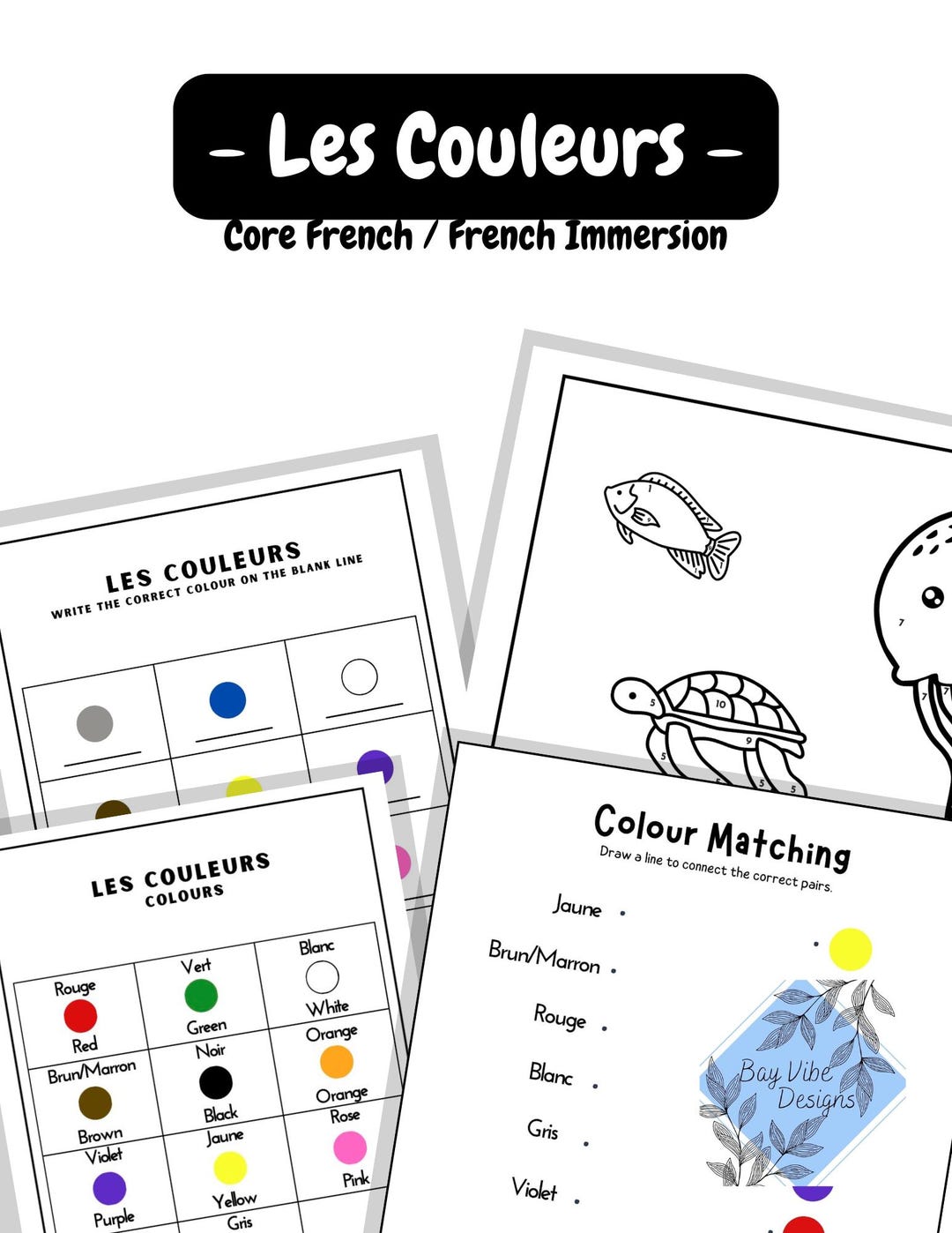 Les Couleurs - Vocabulary Worksheet - Etsy