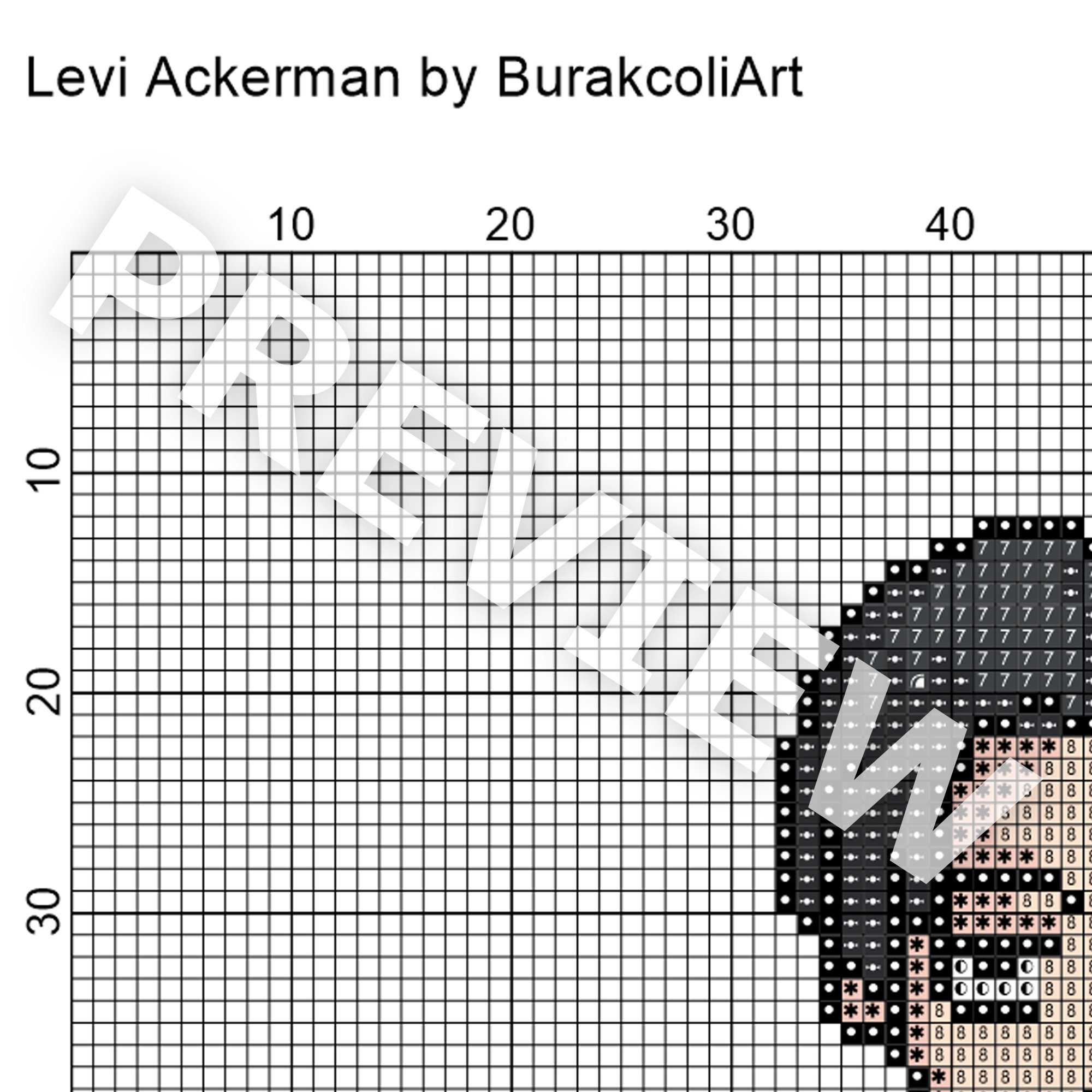 Levi Ackerman Attack on Titan Cross Stitch Embroidery | Etsy