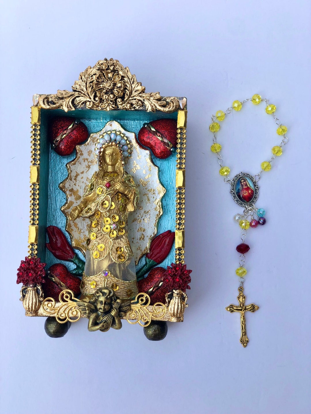 Sacred Heart of Mary Portable Shrine - Etsy