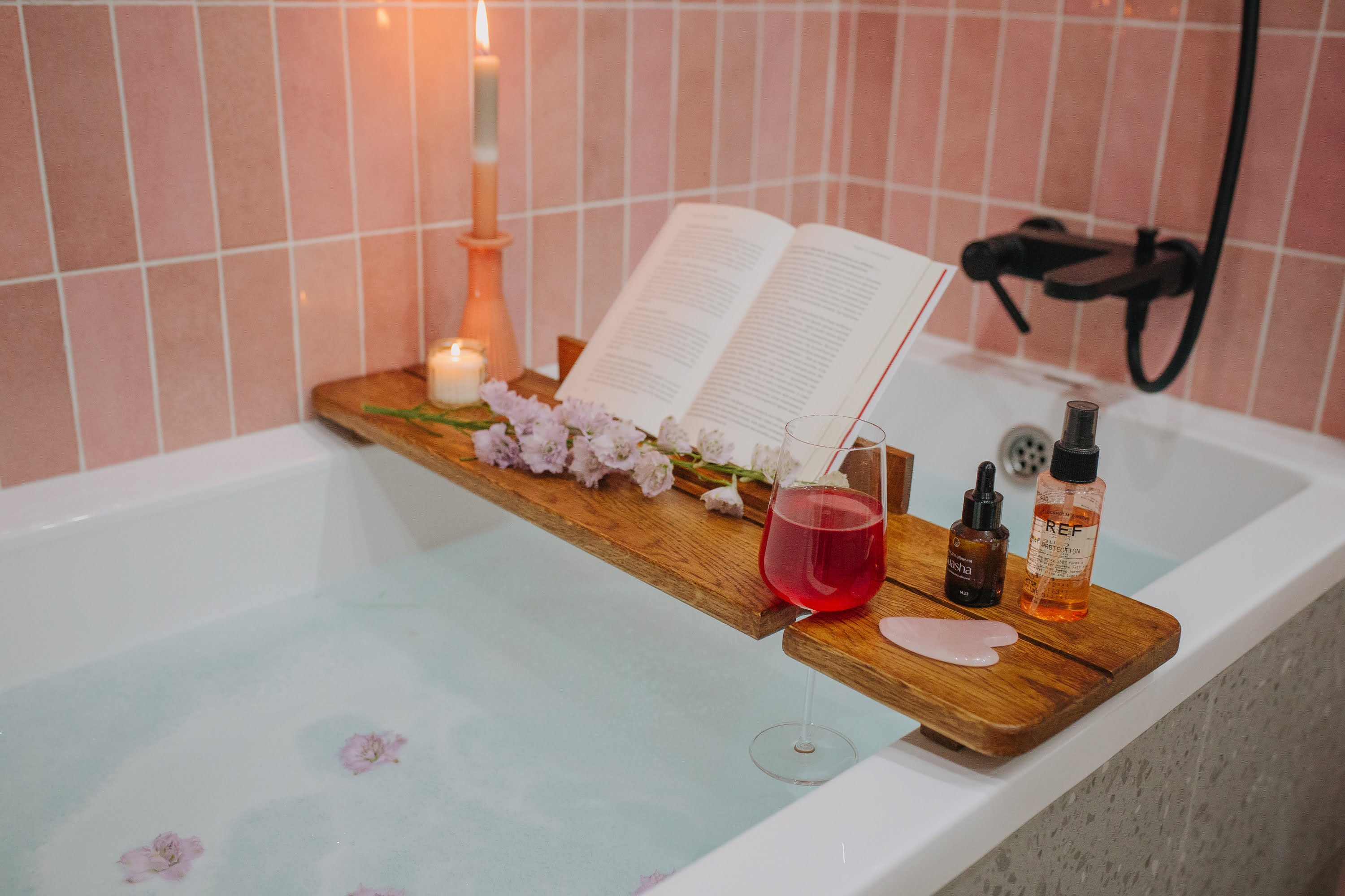 Housewarming Gift, Bath Board and Reading Tray With Wine Glass Holder ...