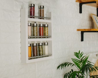 Rustic Reclaimed Wood Spice Wall Rack, Essential Oil Storage - Etsy