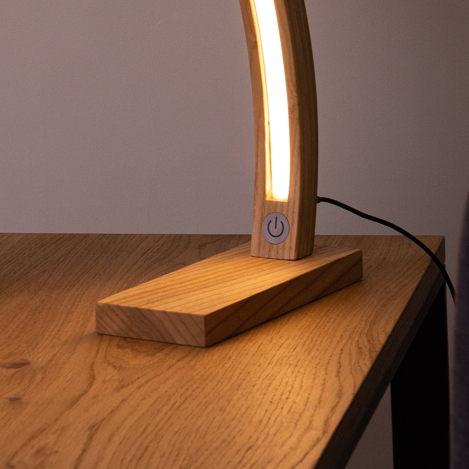 Modern Wood Desk Lamp With LED Light Bedside and Nightlight - Etsy