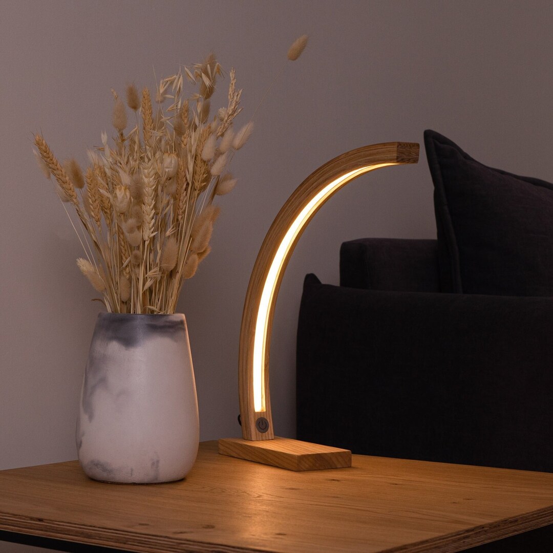 Japandi Table Lamp With LED Light, Modern Bedside and Nightlight ...