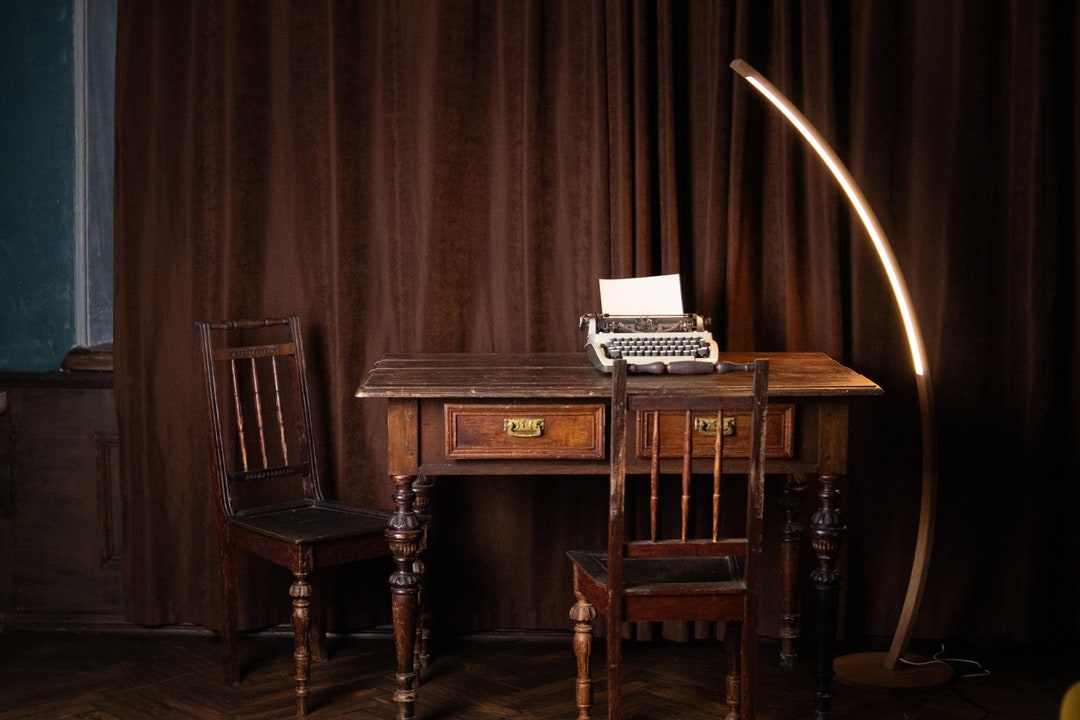 Large Modern Wood Arch Floor Lamp for Living Room With LED Light, Japandi Bedside Nightlight ...