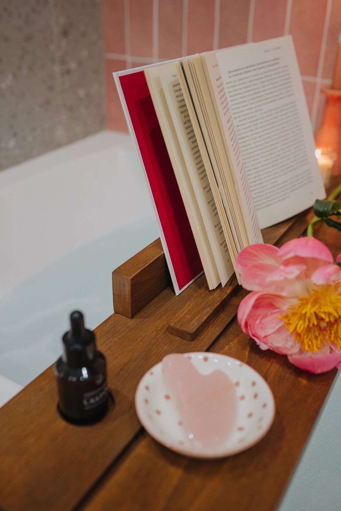 Housewarming Gift, Bath Board and Reading Tray With Wine Glass Holder ...