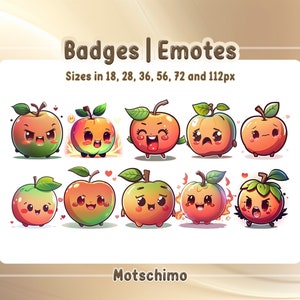 10 X Apple Emotes / Badges / Cute || 6 Sizes / Emotes Sizes Are ...