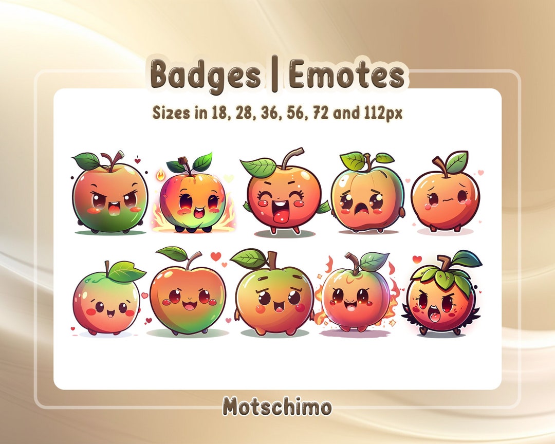 10 X Apple Emotes / Badges / Cute || 6 Sizes / Emotes Sizes Are ...