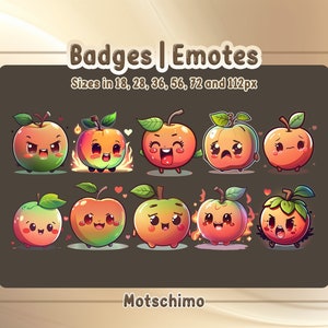 10 X Apple Emotes / Badges / Cute || 6 Sizes / Emotes Sizes Are ...