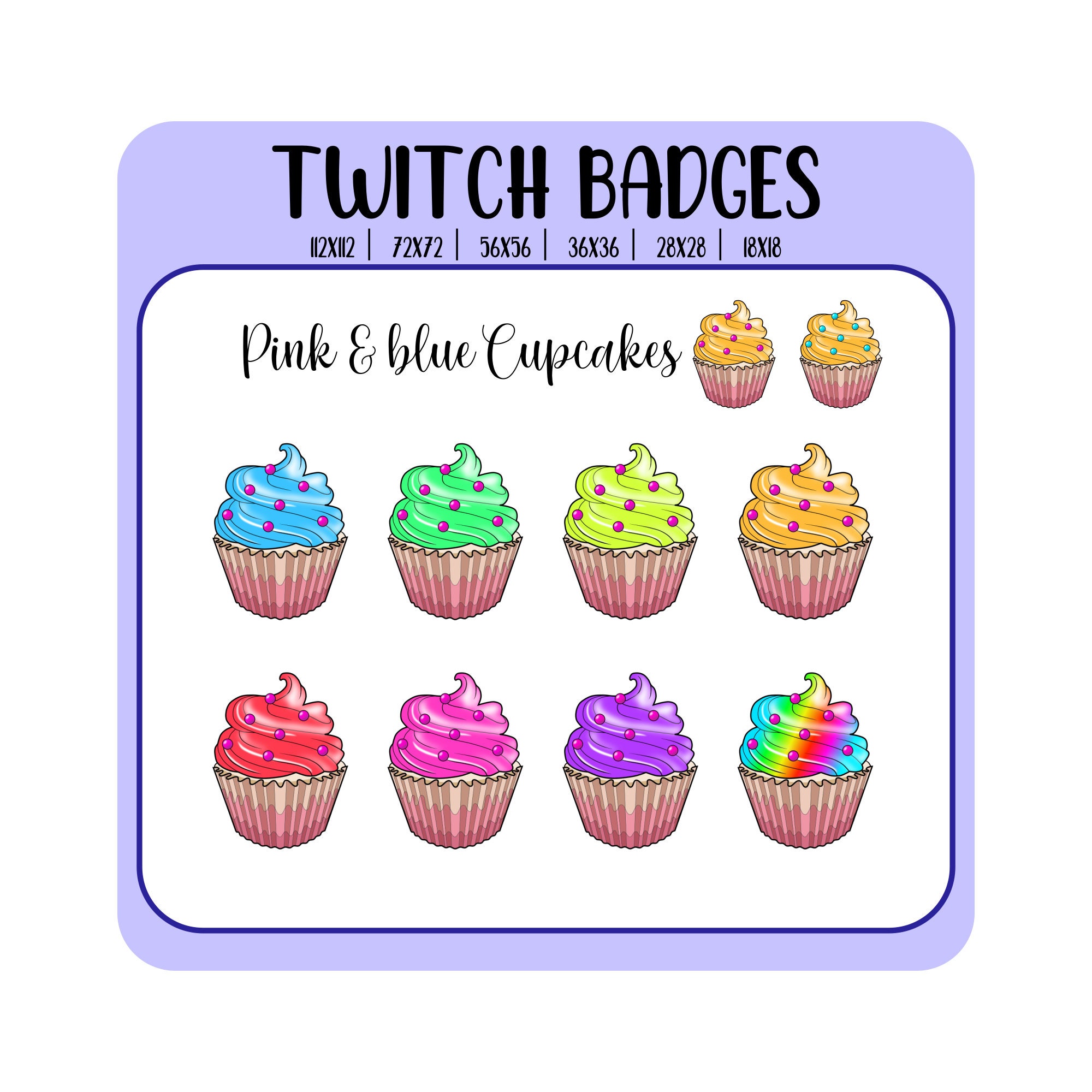 Cupcakes Blue & Pink / Twitch Emote Badges Cupcakes / Pastel / - Etsy
