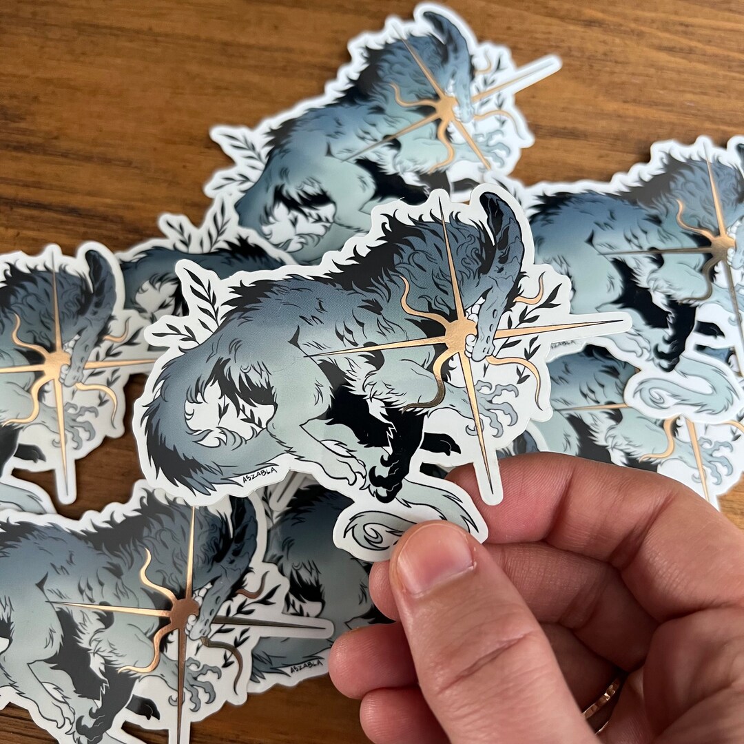 Gold Foil Hellbeast Sticker (monster Creature Hellhound Beast Star ...