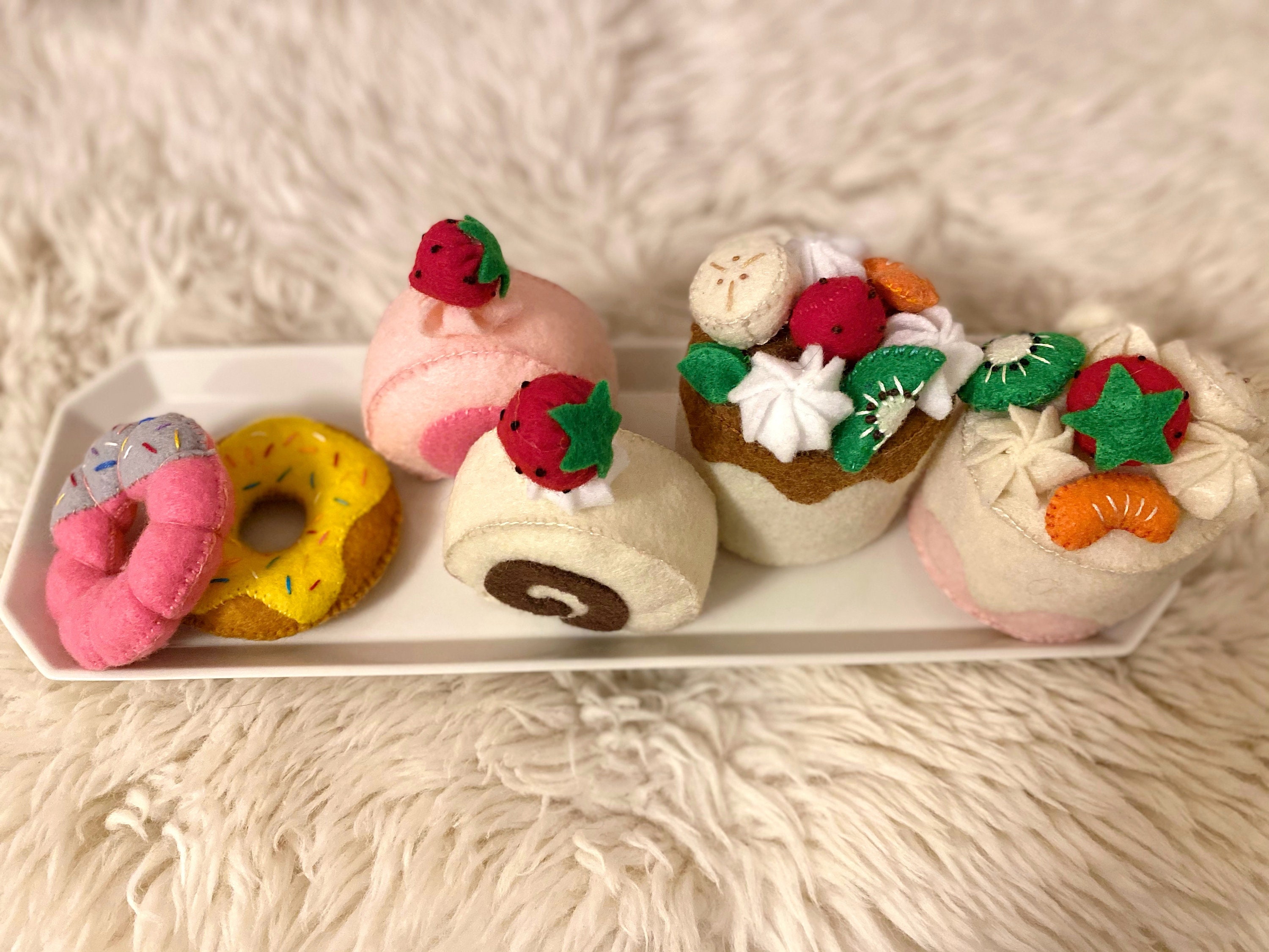 Handmade Felt Dessert Set Cakes, Roll Cakes, Doughnuts - Etsy