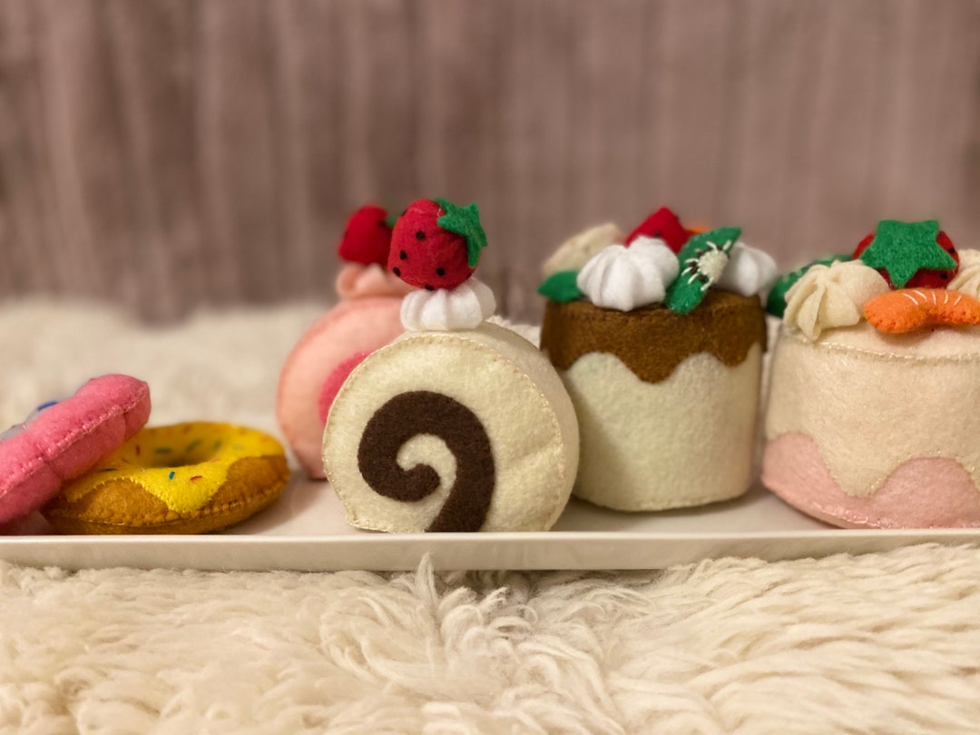 Handmade Felt Dessert Set Cakes, Roll Cakes, Doughnuts - Etsy