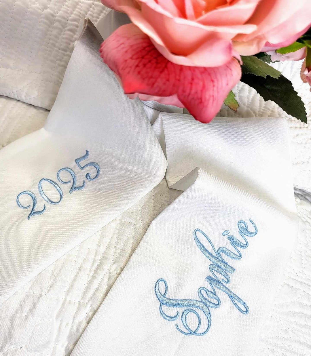 Embroidered Bouquet Sash: Homecoming Personalized Ribbon, Monogrammed ...