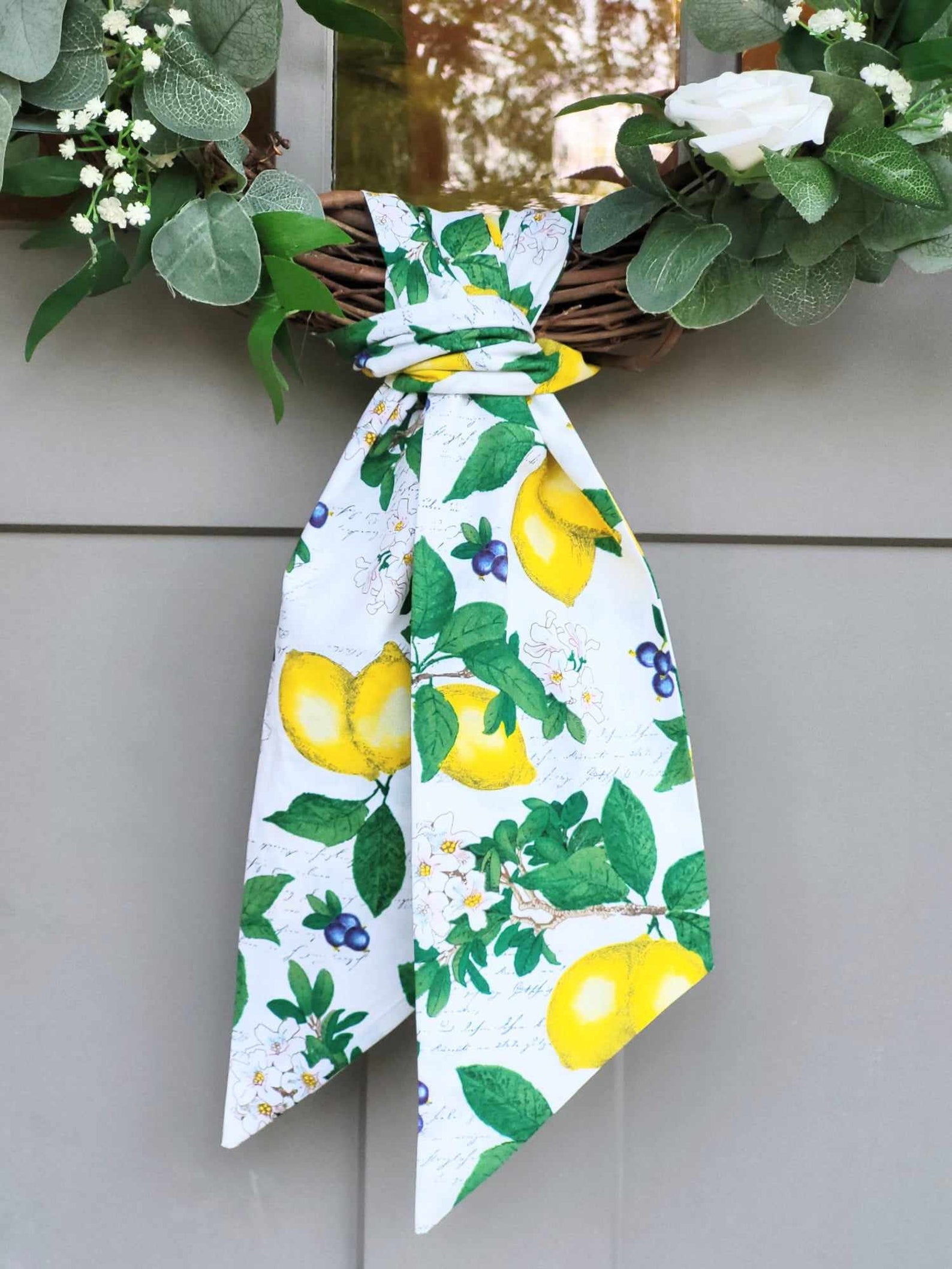 Lemon Wreath Sash Summer Front Door Decor Wreath Scarf for Boxwood ...