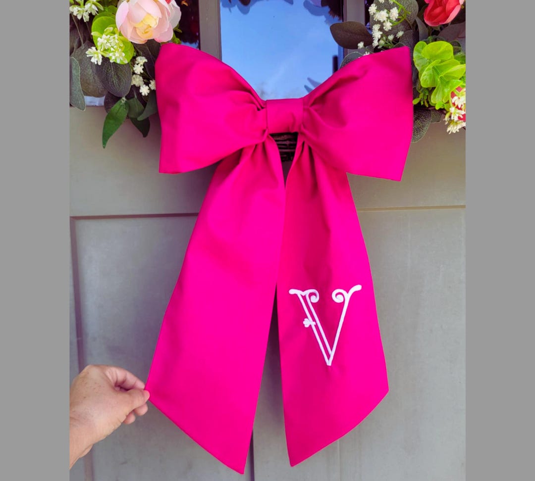Hot Pink Bow for Front Door Wreath Sash Pink Bow Decor for Nursery Wall ...