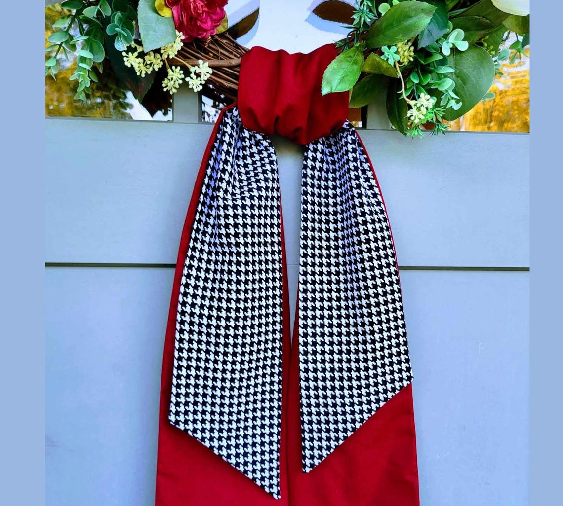 Houndstooth Wreath Sash for Football Fan Front Door Decor (SET OF 2) 1 ...
