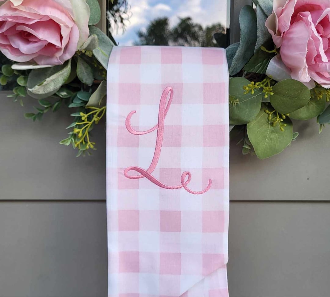 Wreath Sash Pink Plaid Easter Wreath Scarf for Front Door Pink Buffalo ...