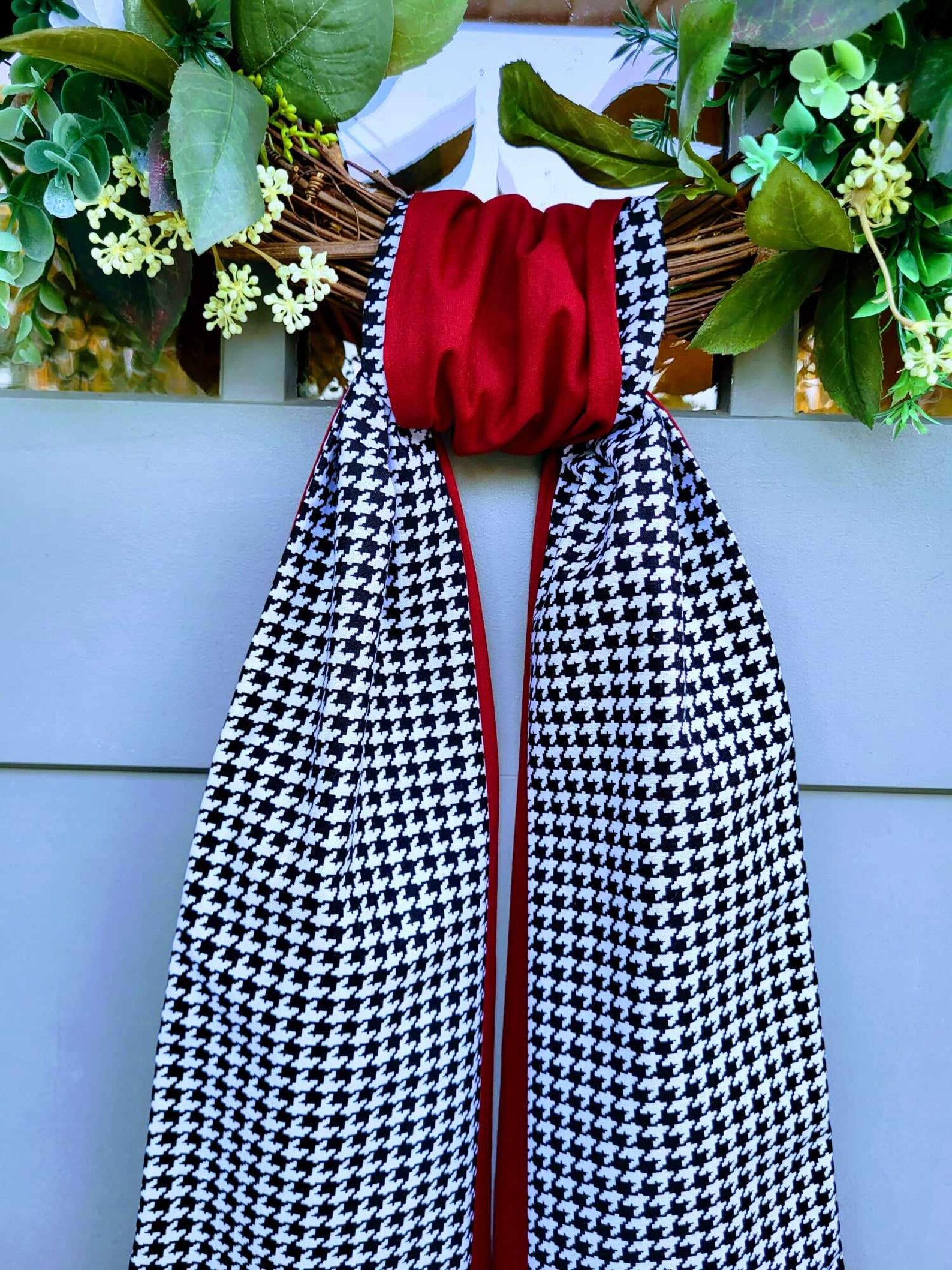 Houndstooth Wreath Sash for Football Fan Front Door Decor (SET OF 2) 1 ...