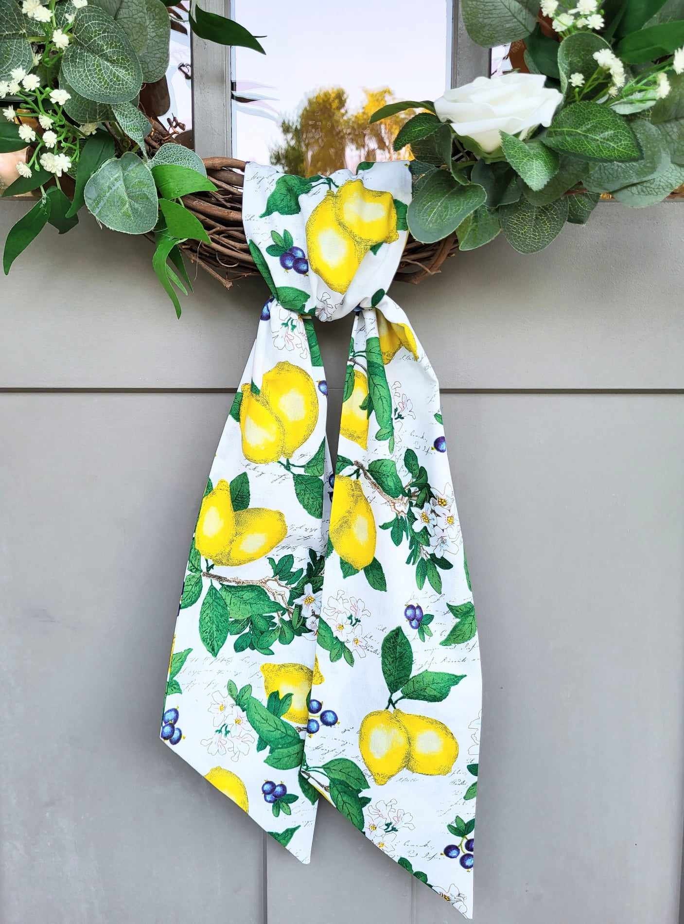 Lemon Wreath Sash Summer Front Door Decor Wreath Scarf For Boxwood