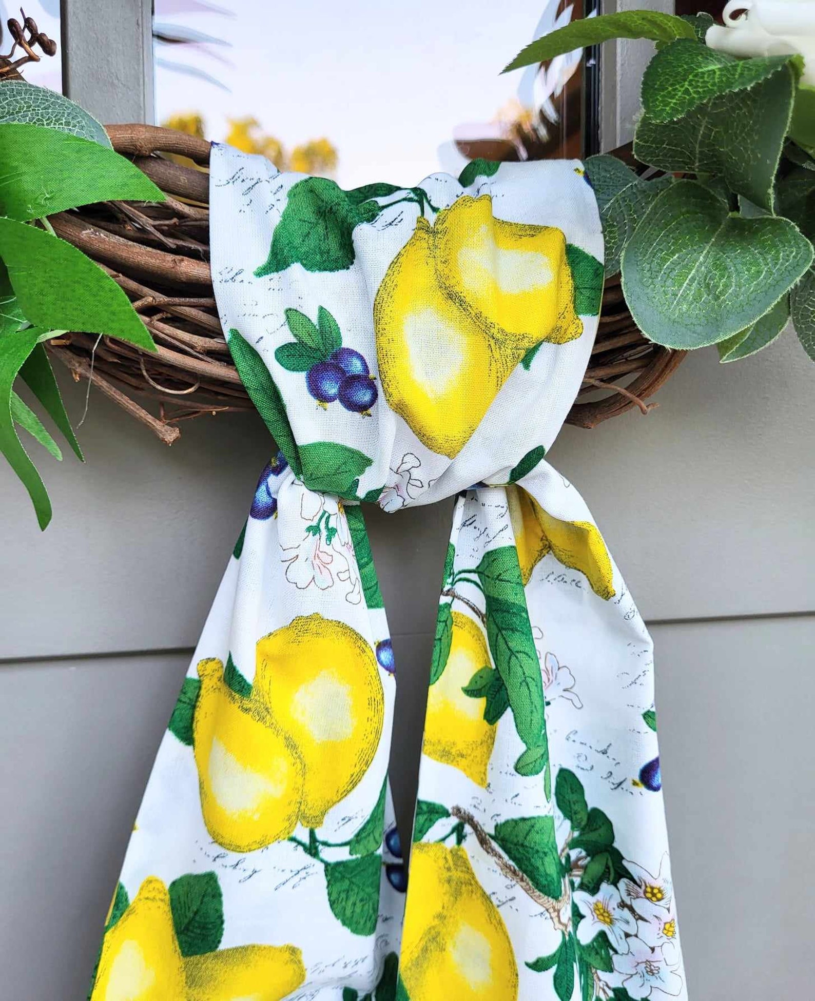 Lemon Wreath Sash Summer Front Door Decor Wreath Scarf for Boxwood ...