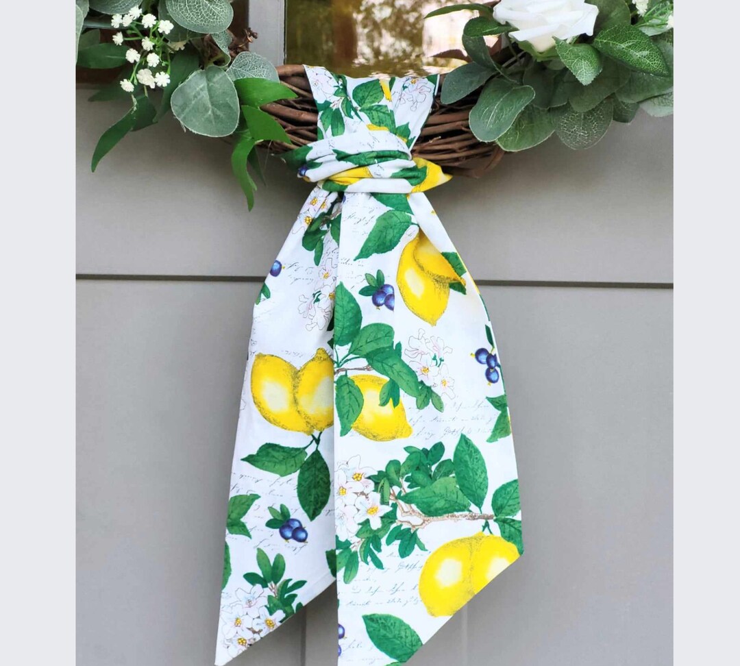 Lemon Wreath Sash Summer Front Door Decor Wreath Scarf for Boxwood ...