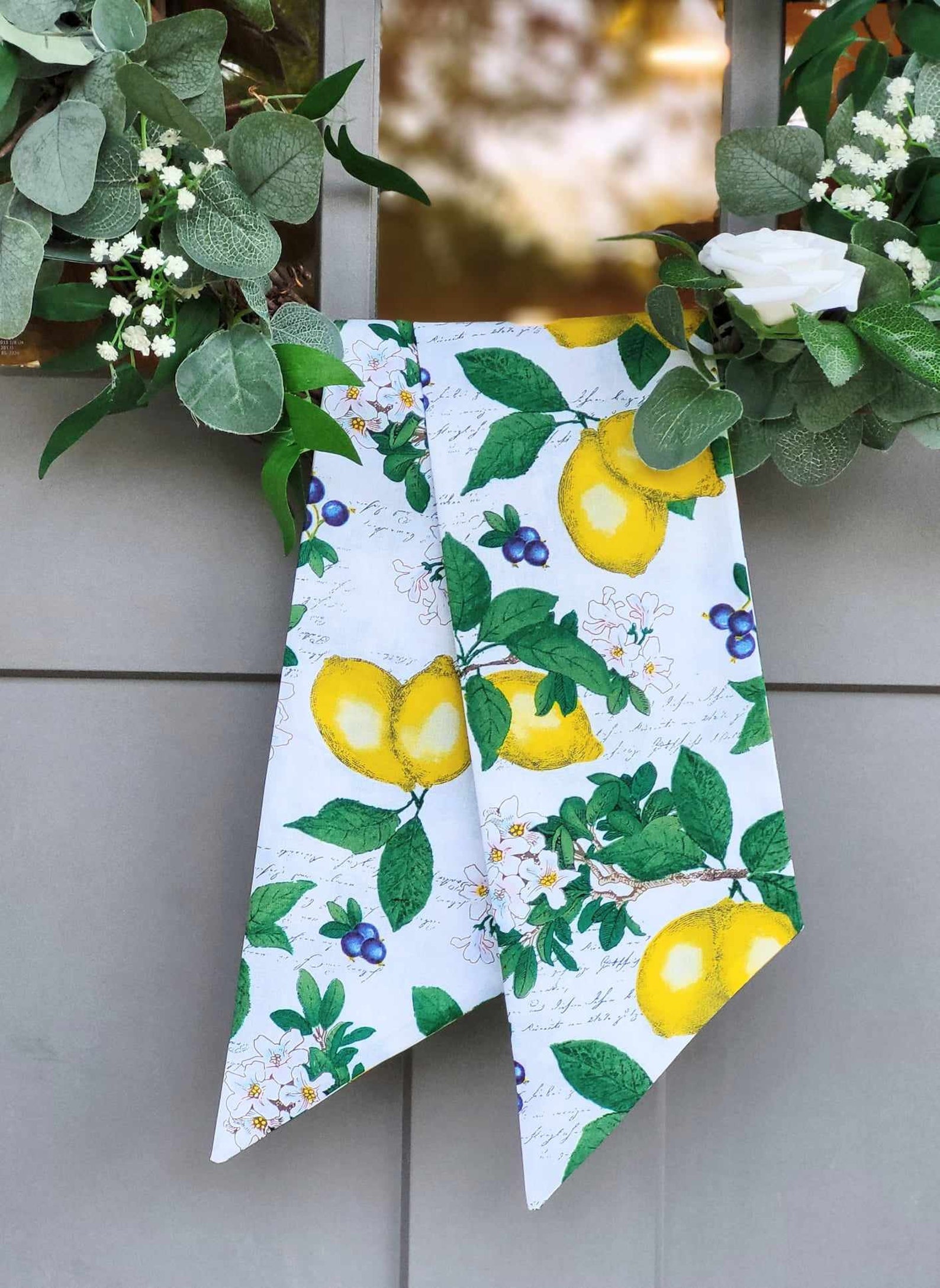 Lemon Wreath Sash Summer Front Door Decor Wreath Scarf for Boxwood ...