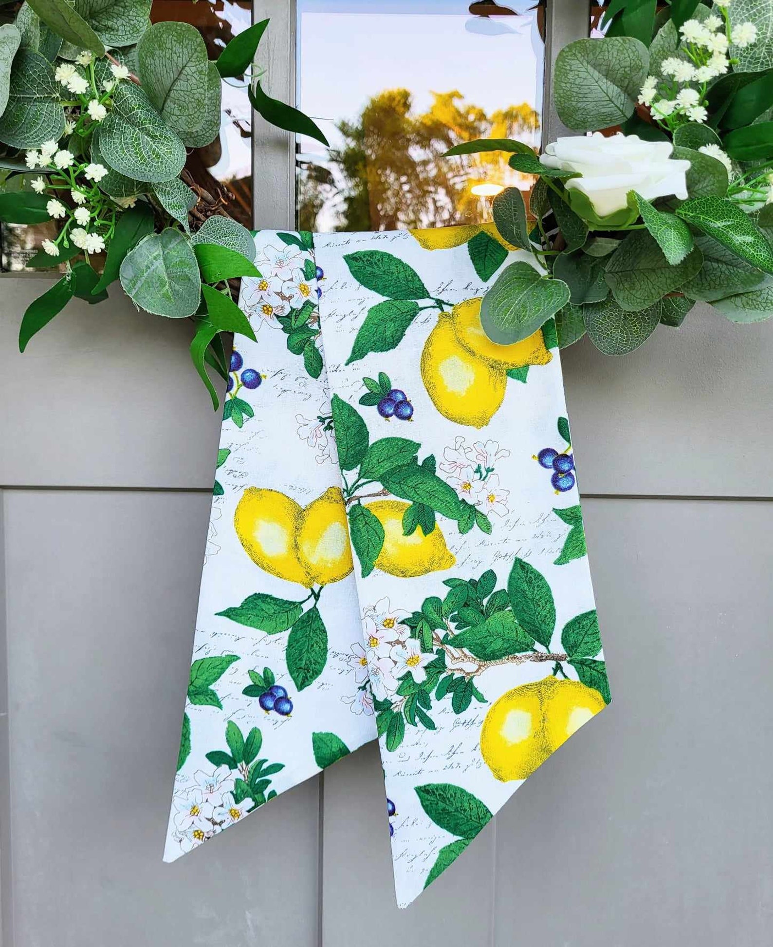 Lemon Wreath Sash Summer Front Door Decor Wreath Scarf For Boxwood