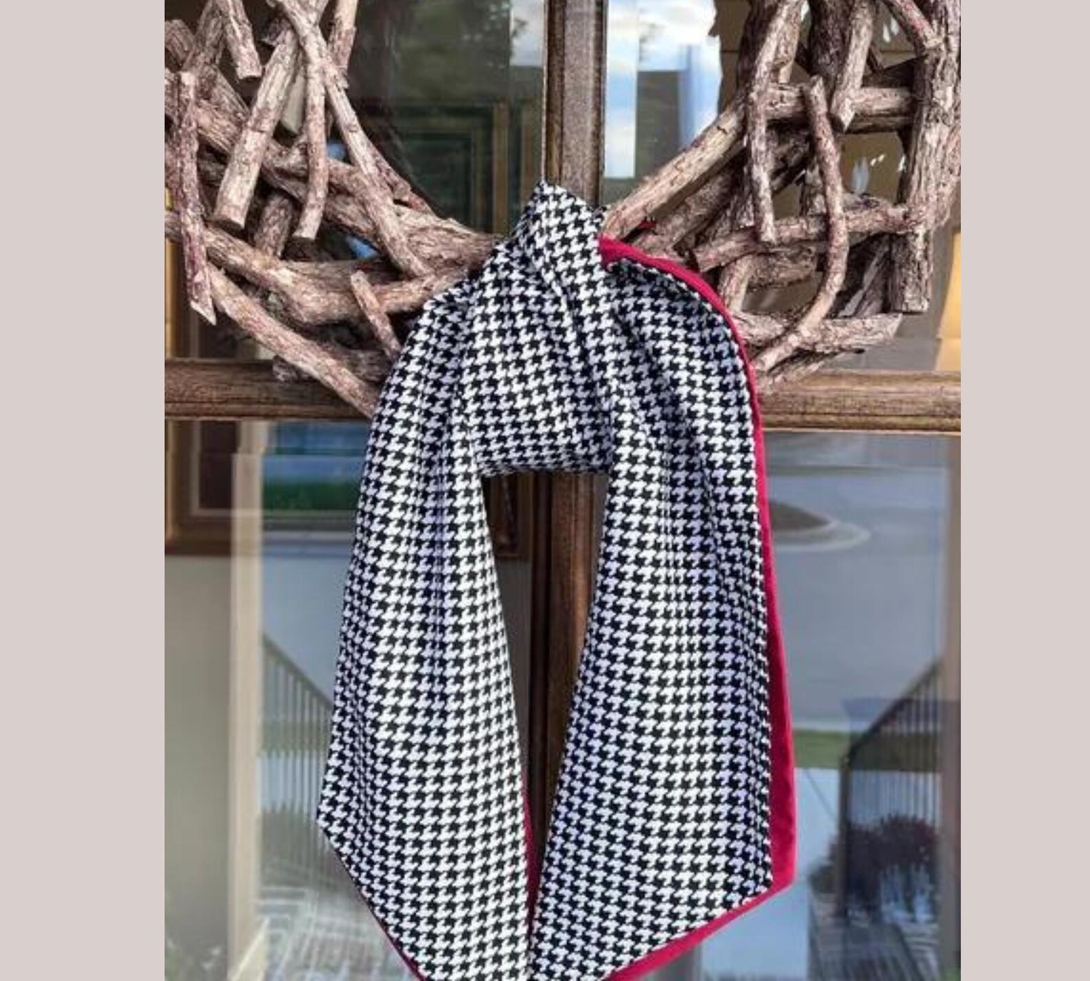 Houndstooth Wreath Sash for Football Fan Front Door Decor (SET OF 2) 1 ...