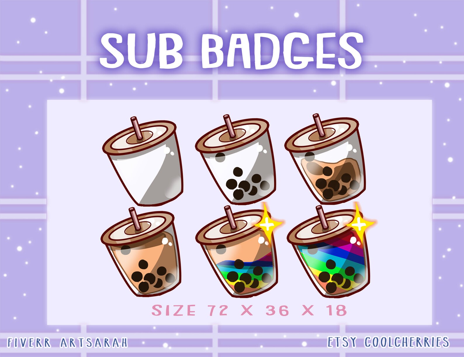 Twitch Sub Badges, Boba Filling Up, Twitch.tv - Etsy