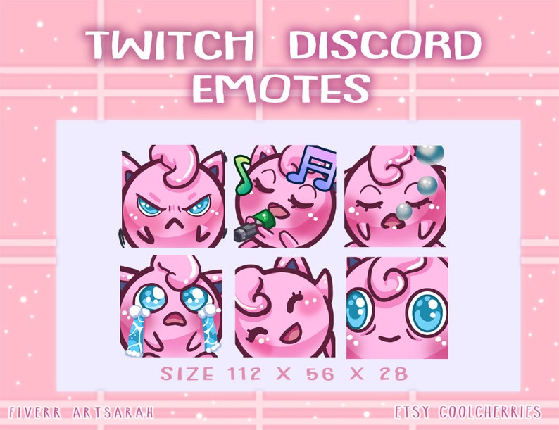 Twitch Emotes, Jigglypuff Twitch.TV y Discord Emotes - Etsy México