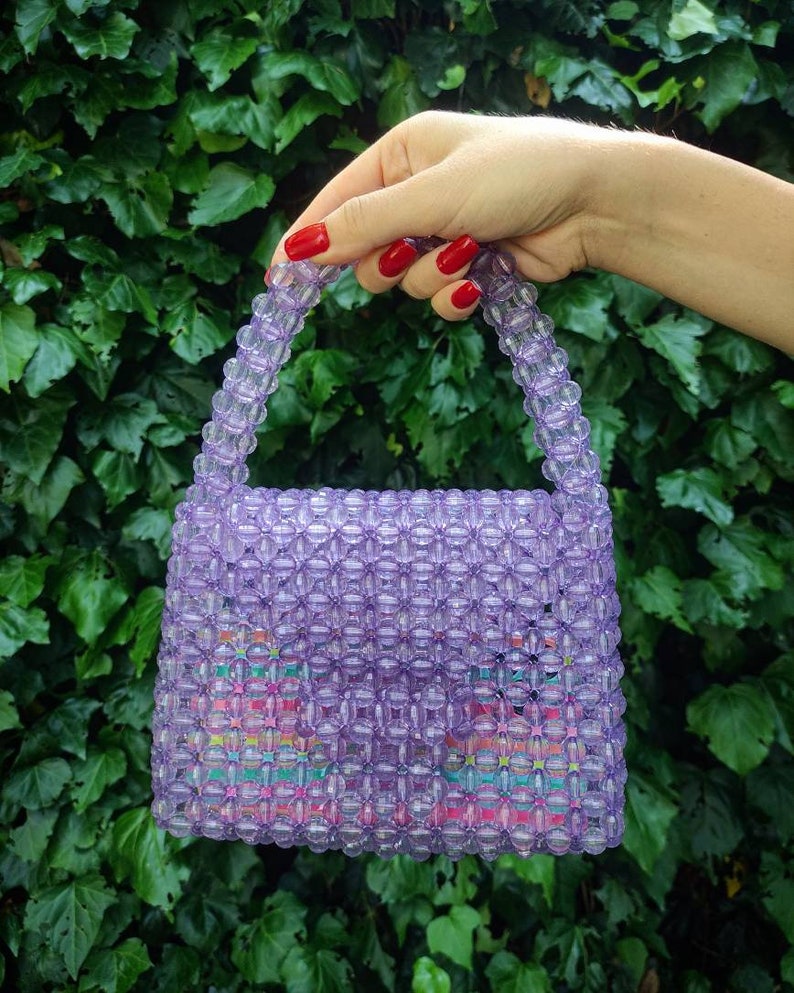 Lilac Crystal Bead Bag Purple Bead Bag Bead Shoulder Bag - Etsy