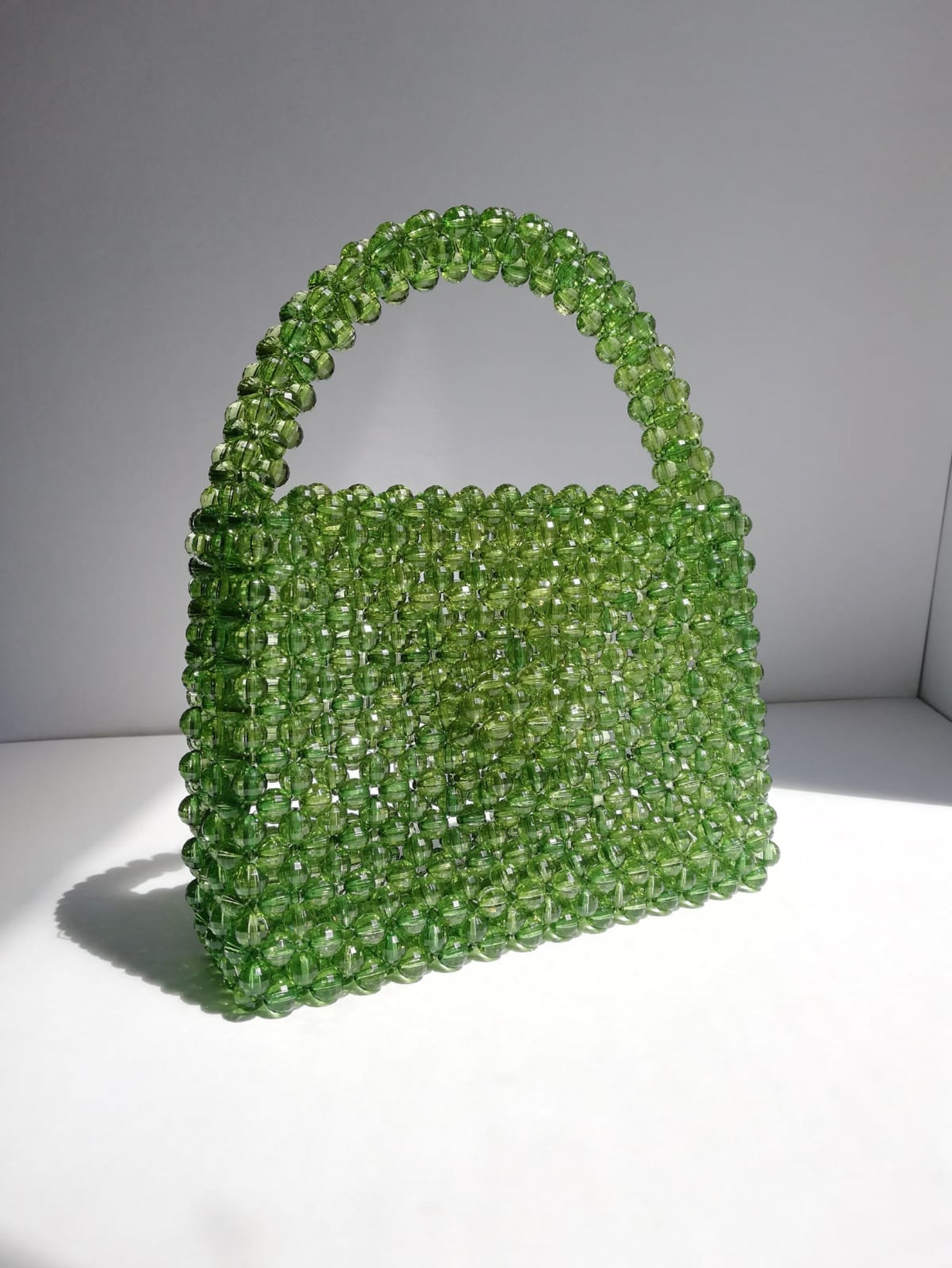 Green Crystal Bead Bag Bead Shoulder Bag Women Bead Bag - Etsy