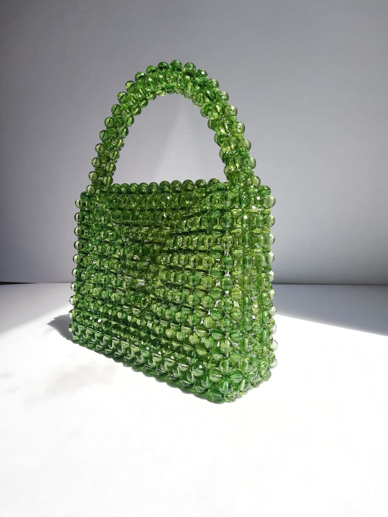 Green Crystal Bead Bag Bead Shoulder Bag Women Bead Bag - Etsy