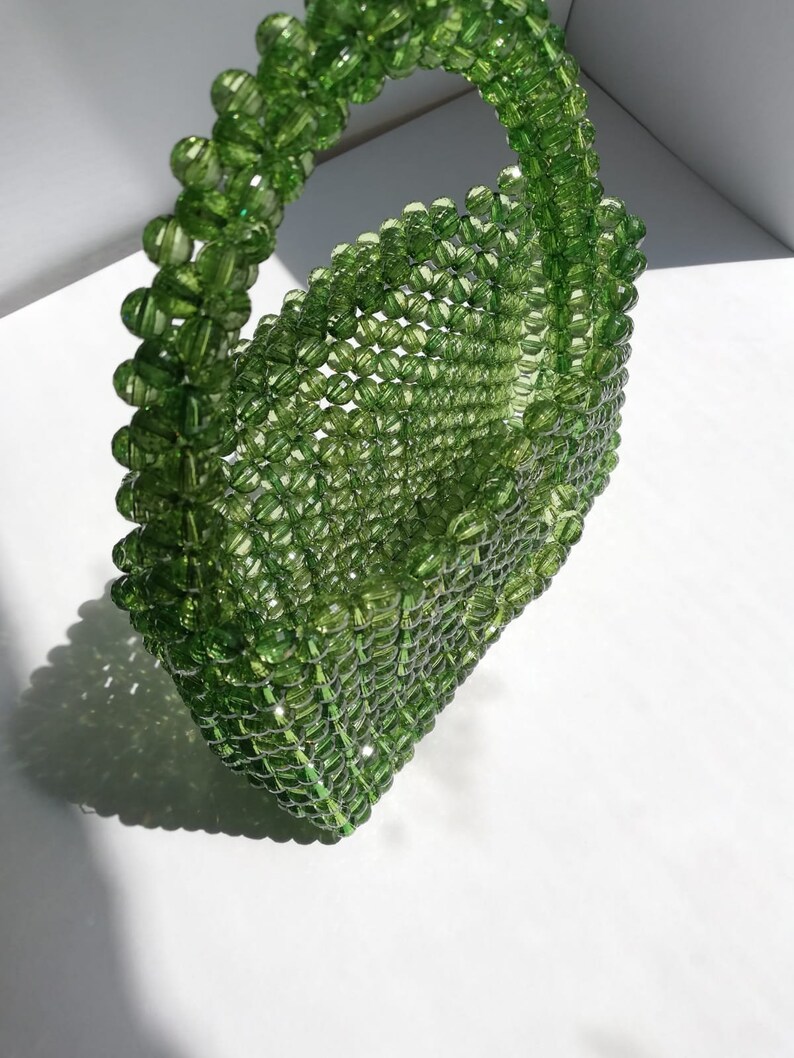 Green Crystal Bead Bag Bead Shoulder Bag Women Bead Bag - Etsy
