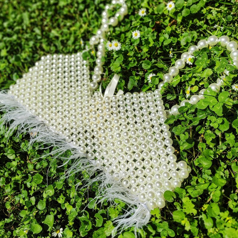 Hand-beaded Vest, Pearl Top, Bridal Pearl Top, Pearl Body Chain, Dress ...