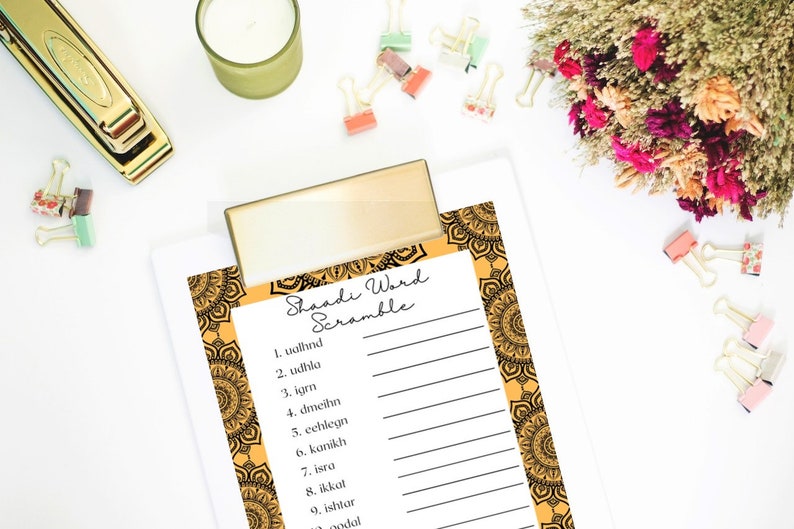 Shaadi Games Wedding Word Scramble South Asian Inspired - Etsy