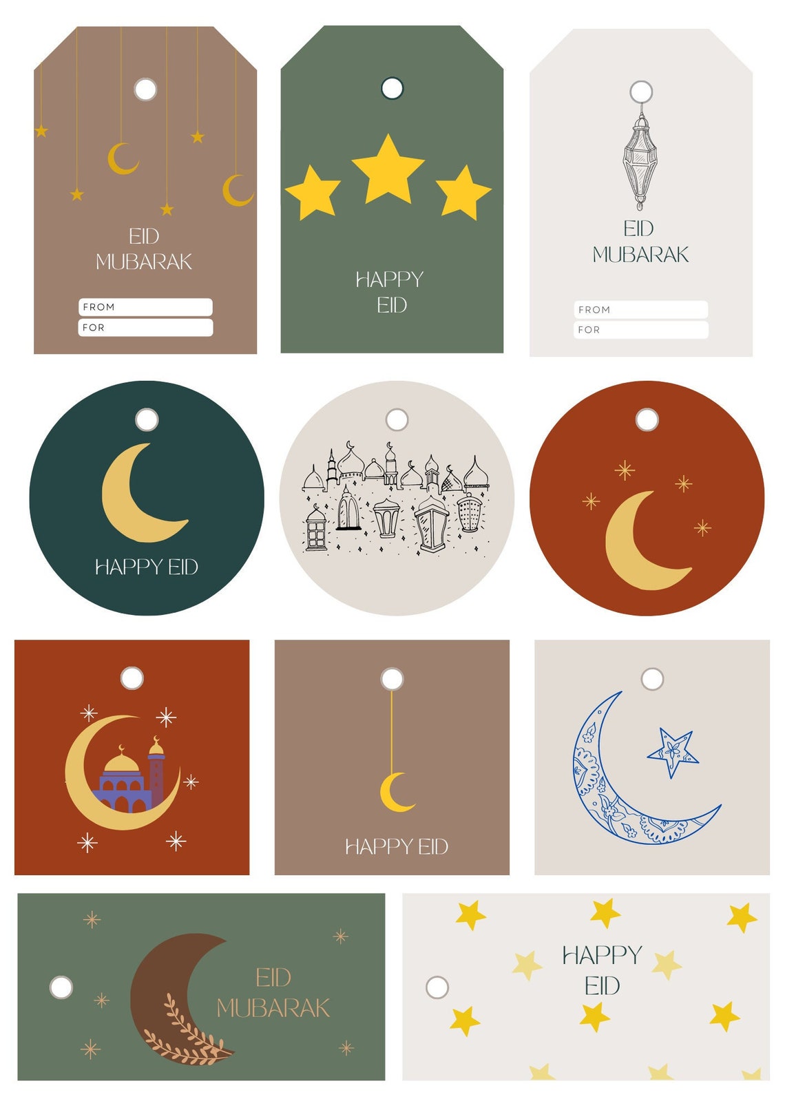 Playful Eid Gift Tags, Eid Mubarak Gift Tags, Happy Eid Gift Tags ...