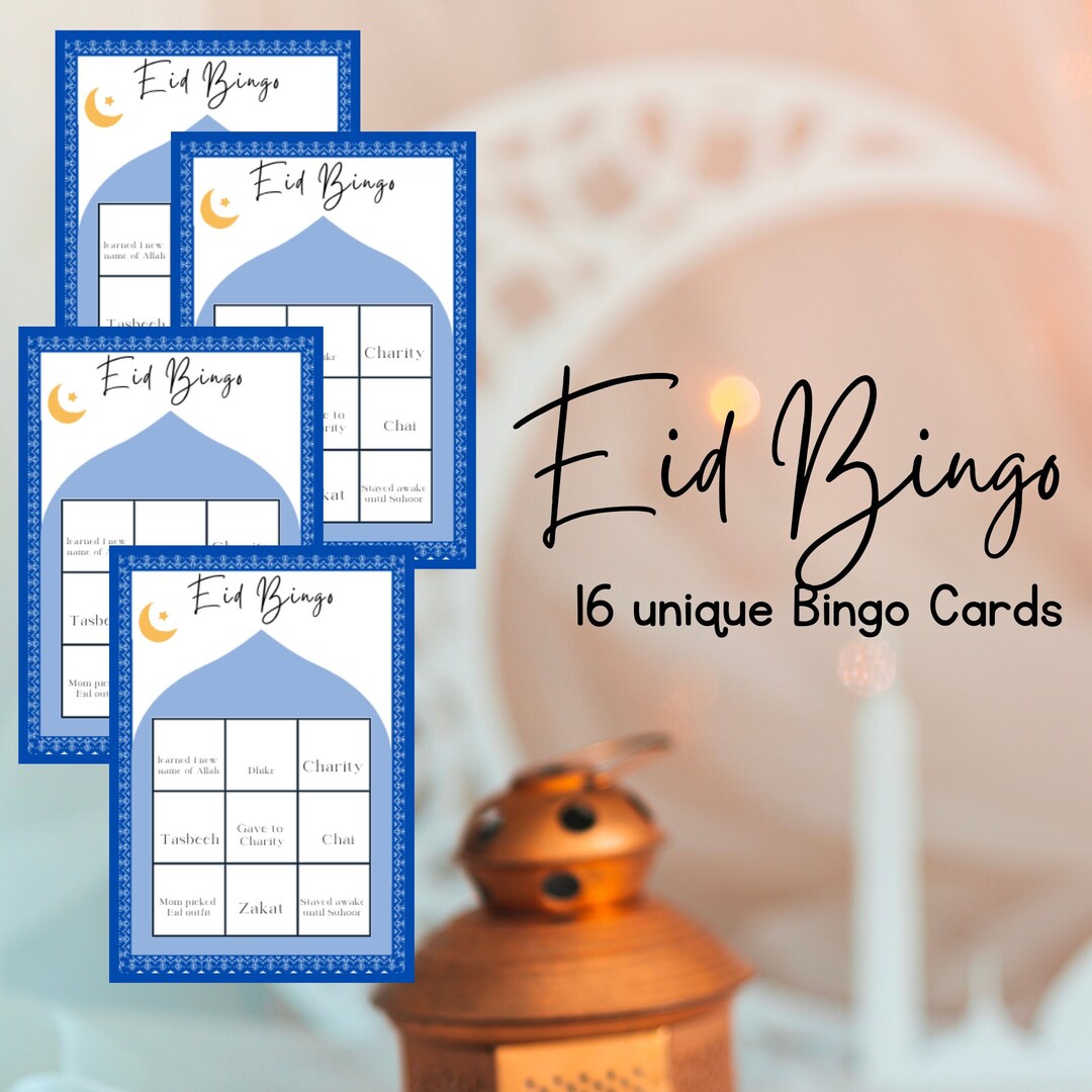 Eid Bingo -16 Unique Eid Bingo Cards - Ramadan Game - Eid Game - Muslim ...