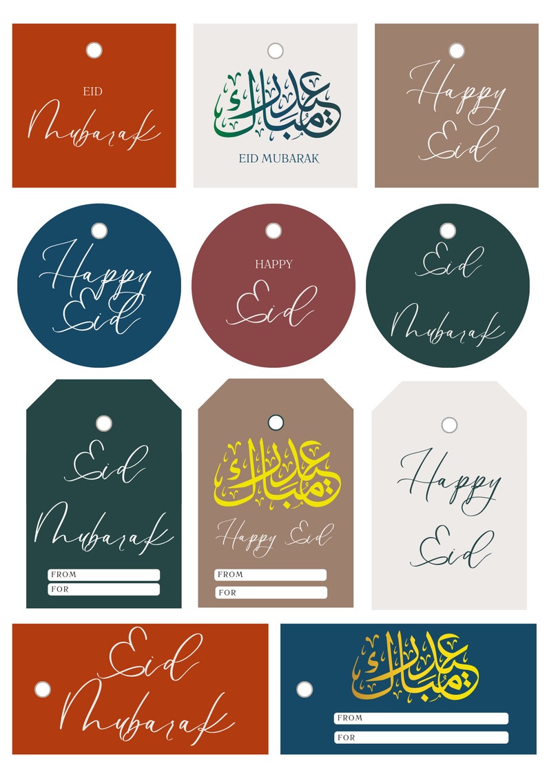 Eid Mubarak, Happy Eid Gift Tags Stickers for Eid Gifts, Calligraphy ...