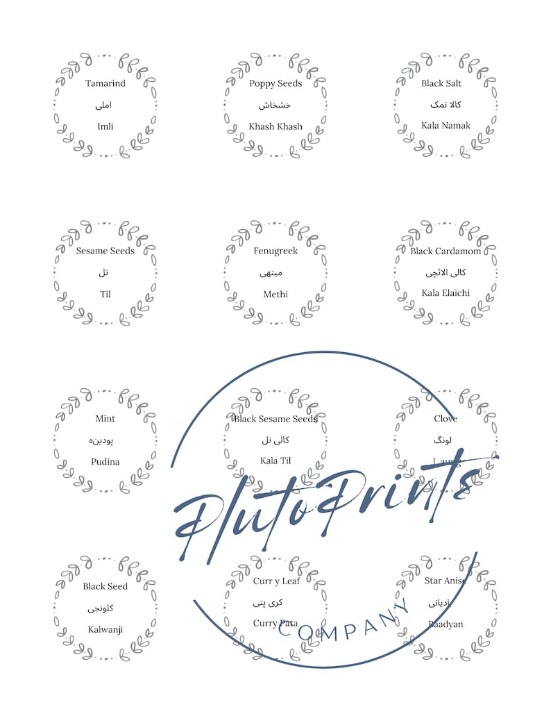 Urdu & English Spice Labels: Minimalist Pantry Stickers (digital ...