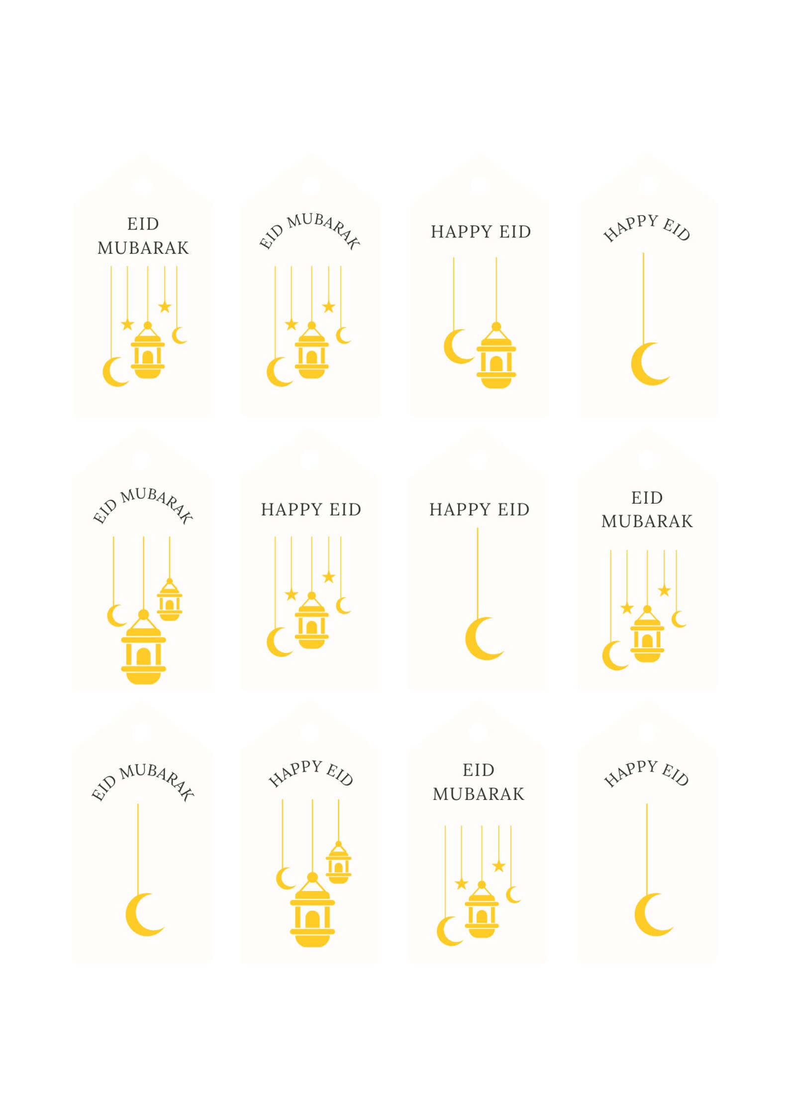 Eid Mubarak Gift Tags, Happy Eid Gift Tags,minimalist Style Present ...