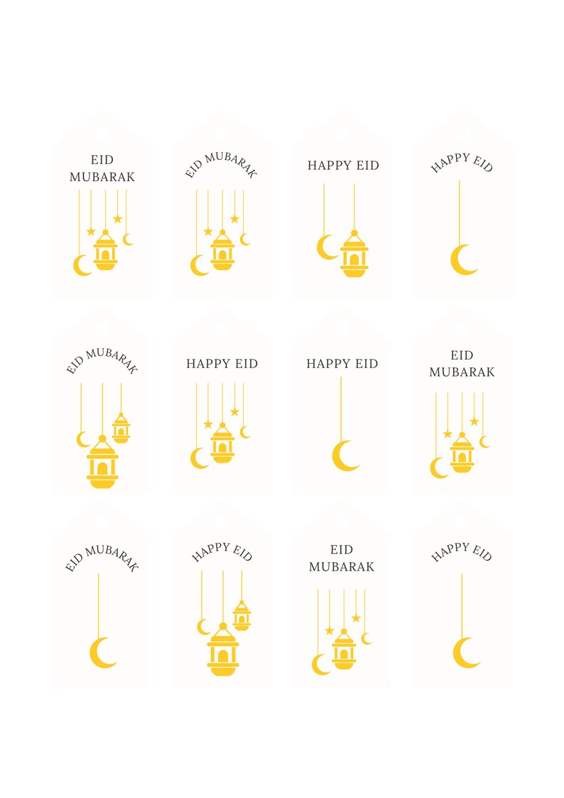 Eid Mubarak Gift Tags, Happy Eid Gift Tags,minimalist Style Present ...