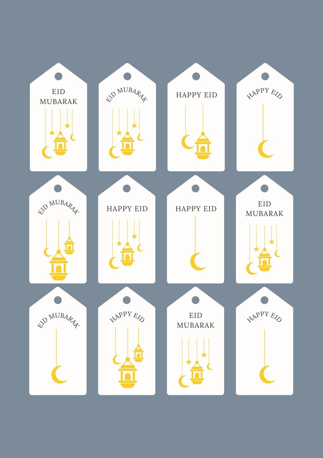 Eid Mubarak Gift Tags, Happy Eid Gift Tags,minimalist Style Present ...
