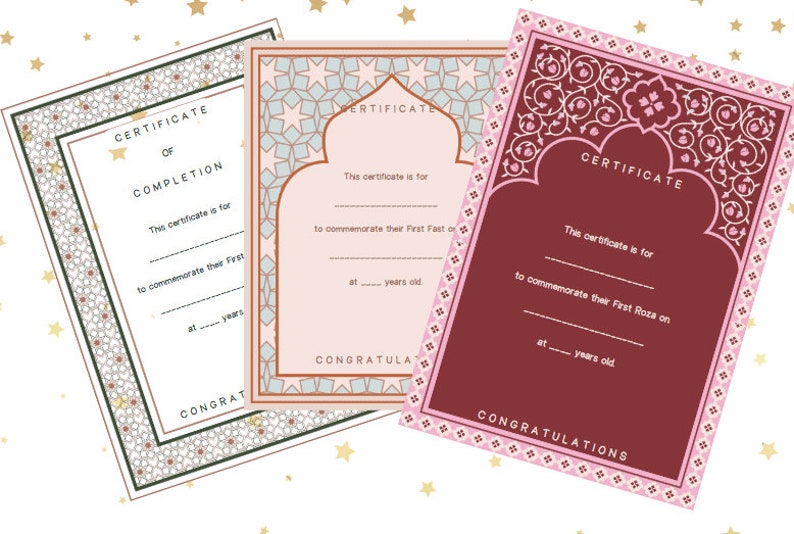 Ramadan Certificate Kids First Roza Child's First Day Fasting First ...